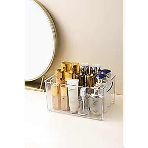 Elysolpluv Acrylic Storage Box 3 Pieces (Large, Medium And Small), Grocery Storage Box With Handle, Suitable For Refrigerator, Kitchen And Countertop Storage. (Clear)