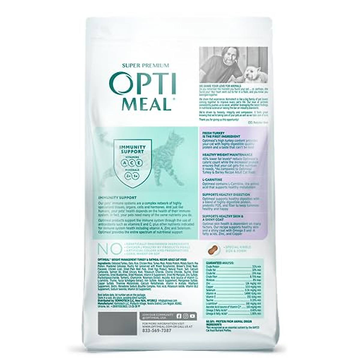 OPtimeal Weight Control Cat Food - Proudly Ukrainian - Cat Food Dry Recipe with Metabolism Support for Healthy Digestion, Tasty Dry Cat Food for Adult Cats (3.3 lbs, Turkey & Oatmeal)