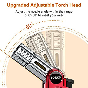 ZEBRE Butane Torch with Fuel Gauge, Refillable Kitchen Torch Lighter with Safety Lock and Adjustable Flame & Tube, Culinary Torch for Desserts, Creme Brulee, BBQ and Baking (Butane Gas Not Included)