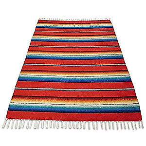Sanyork #776 Classic Sarape Mexico Falsa Throw Blanket Yoga Beach Heavy Premium Serape(Teal)