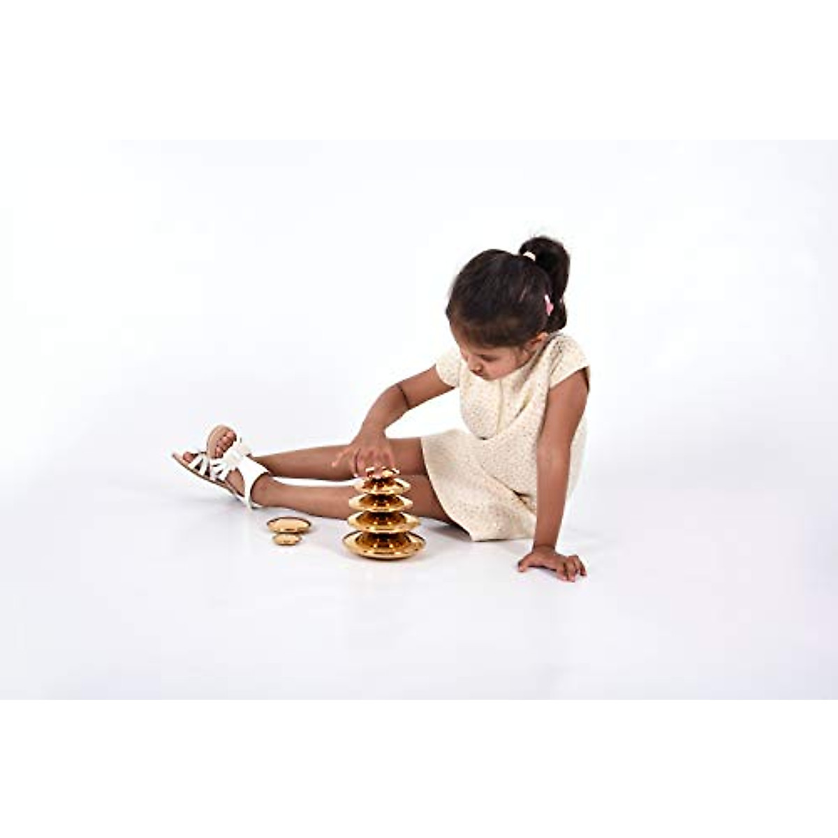 TickiT Sensory Reflective Buttons - Gold - Set of 7 - Ages 0m+ - Mirrored Discs for Babies and Toddlers - Sensory Stacking Toy