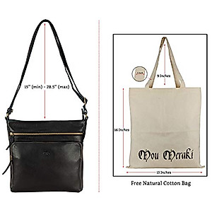 Mou Meraki Premium Genuine Leather Black Crossbody Purses and Handbags Women