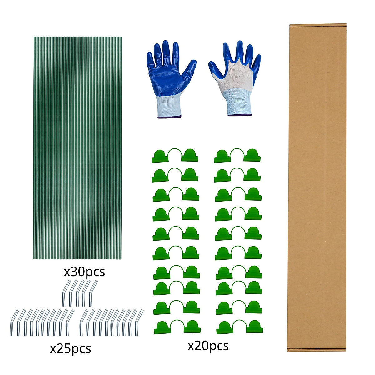 30pcs Greenhouse Frame Kit Fits 3/4/5ft Or Wider Garden Hoops Raised Bed Row Cover Netting DIY Fiberglass Support Stakes Up to 6 Sets of 7ft Long for Plant Vegetable Winter Frost Protection WingShop