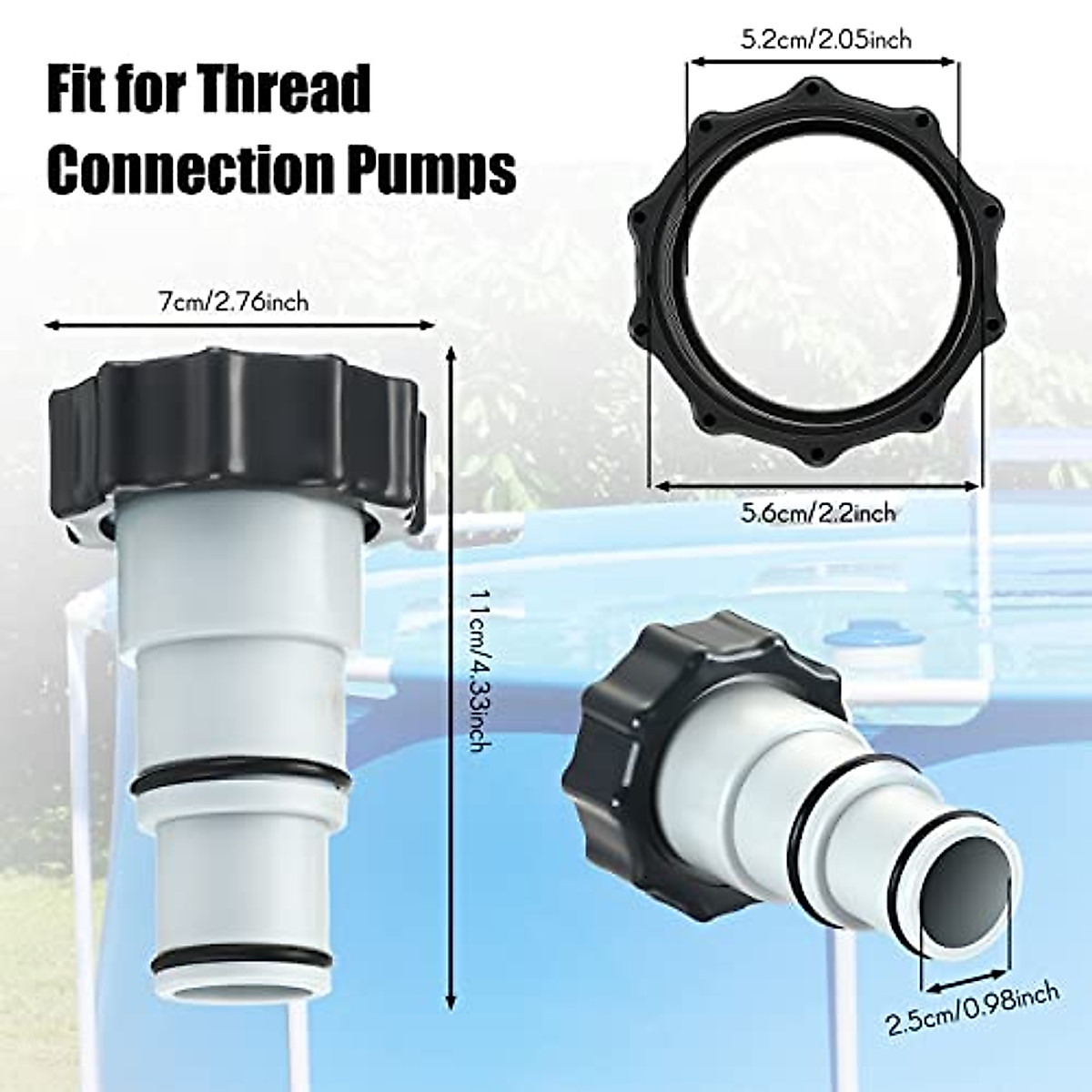 Saintrygo 2 Pack Pool Hose for Above Ground Pools 1.5 Inches Diameter 59 Inches Length Replacement Swimming Pool Pump Hose with 4 Pcs Hose Clamps and 2 Replacement Hose Adapter