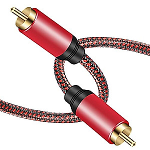 Digital Coaxial Audio Cable 20ft,1RCA Male to 1RCA Male Subwoofer Cable Nylon Braided RCA Video Cable for Subwoofer, Home Theater, HDTV, Hi-Fi Systems (20Ft)