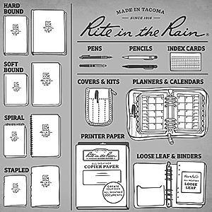 Rite in the Rain Weatherproof Side Spiral Notebook, 4.625" x 7", Yellow Cover, Universal Pattern, 3 Pack (No. 373L3)