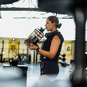 Hydro Gallon® 1 Bottle - 1 Gallon Water Bottle Jug with Straw Lid, Spout Chug Lid, Handle, Motivational Time Marker. Daily Intake All Day Leakproof BPA free Large Big Bottle. 128oz (Black)