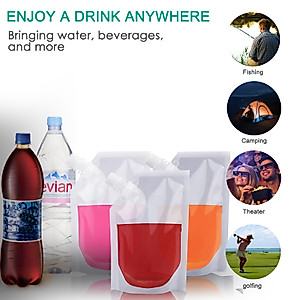 ERKOON Plastic Flask Reusable Plastic Drinking Flasks Pouches 9x14oz with 2 Silicone Funnel, Clear