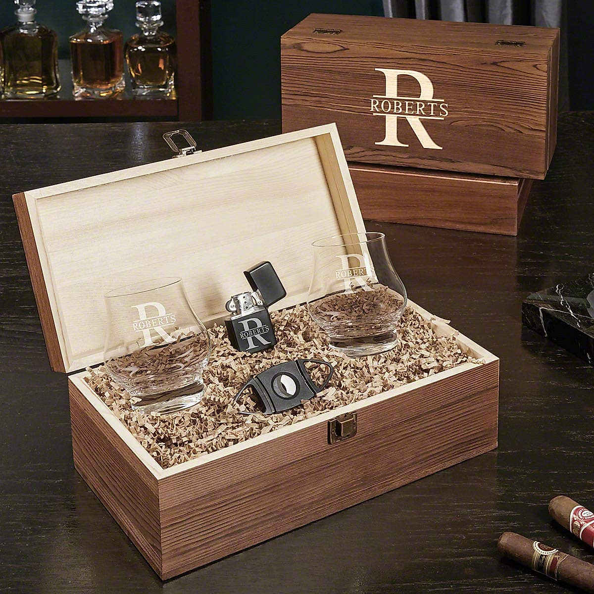 HomeWetBar Custom Official Kentucky Bourbon Trail Whiskey and Cigar Gift Set (Personalized Product)