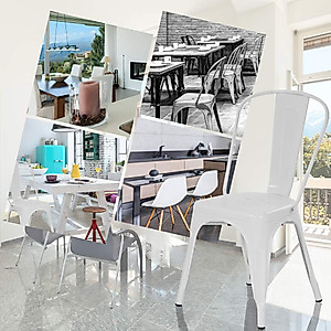 Metal Dining Chairs Indoor-Outdoor Stackable Chic Restaurant Side Bistro Chair Set of 2, 18 Inch Seat Height, 330LBS Weight Capacity Cafe Tolix Kitchen Farmhouse Pub Trattoria Industrial Bar Chairs