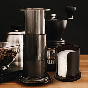 2 Pack 700 count Coffee Filter Paper Replacement Filters with Filter Holder White Round Disposable Paper Filters for DIY Coffee Compatible with The AeroPress Coffee and Espresso Maker (Black)