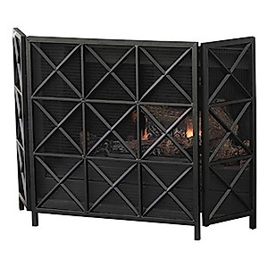 Christopher Knight Home Margaret 3 Panelled Iron Fireplace Screen, Black
