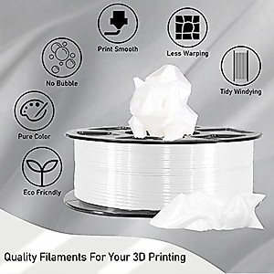 MIKA3D Silk Shiny White PLA Filament, 1KG 2.2Lbs 3D Printing Material with 1.75mm High Diameter Accuracy, Neatly Wound Silk PLA Widely Support for FDM 3D Printers