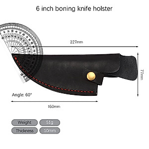 5.5"6" Inch Knife Sheath Leather Case For Fixed Blade Serbian Boning Knife Holder Outdoor Tool Belt Loop Clip Knives Scabbard (6 Inch Black)
