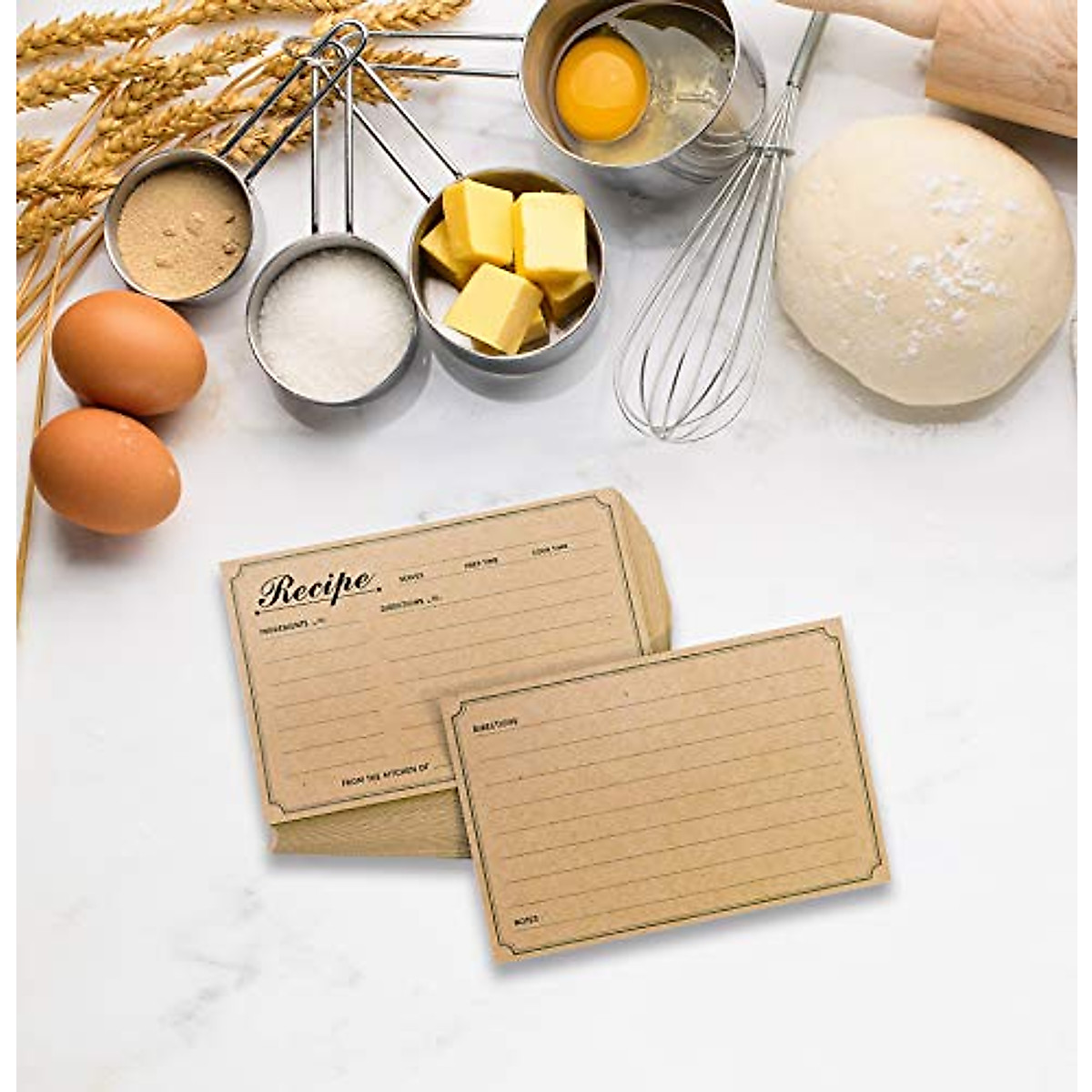 Recipe Cards 4x6 Double Sided, 50-Pack Blank Recipe Cards Kraft, 4 x 6 Inches
