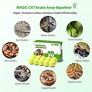MAGIC CAT 10 Pack Snake Repellent for Yard Powerful, Snake Away Repellent Pet Safe for Yard Lawn Garden Camping Fishing, Natural Plant Formula Repellent Balls for Outdoor & Indoor Snake Control