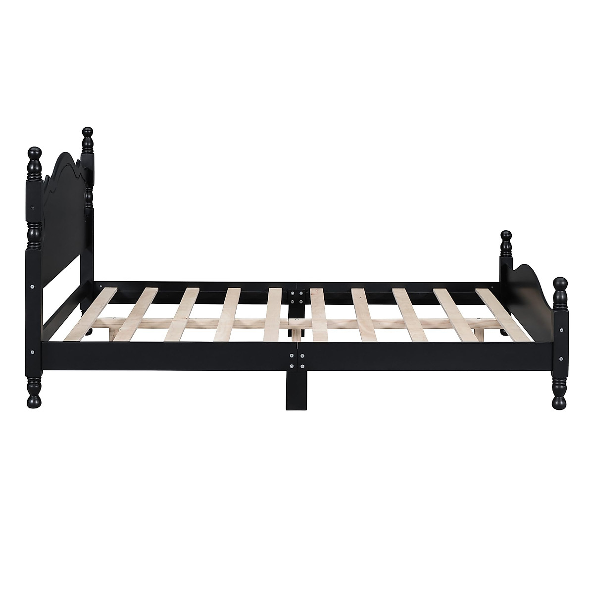 Lifeand Full Size Wood Platform Bed Frame,Retro Style Platform Bed with Wooden Slat Support,Black