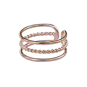 Handmade Gold Triple Band Adjustable Toe Ring, Yellow Gold Plated over Sterling Silver, Classic 3 Rows Dainty Open Toe, Pinky or Knuckle Rings for Women, Beach Foot Jewelry, By MiYa Jewelry