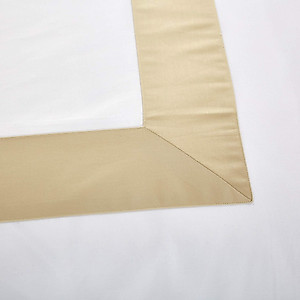 Bicolore Collection Duvet Covers Set 3 Pieces Do Not Include Filling ClassIC European 100% Egyptian Cotton Sateen Luxury 400 Thread Count Frame Patchwork Manufacturing(White/Beige,King)