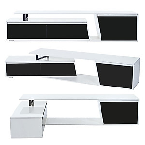 Modern Extendable TV Stand for 55/65/70/80/100 Inches TV,Minimalist Entertainment Center TV Cabinet with 2 Drawers and 1 Cabinet,Media Console Television Stands Credenza for Living Room,Bedroom,White