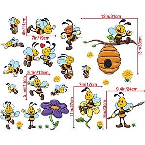 Amaonm Ceative Smile Sun with Bee Honeyco Tree Wall Decals Removable DIY Home Wall Art Decor PVC Peel and Stick Wall Stickers Murals for Kids Bedroom Playroom Girls Boys Nursery Rooms Living Room