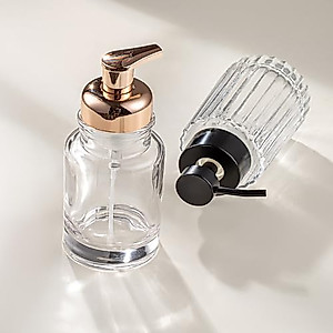 Easy Tang Glass Foaming Soap Dispenser with Black Pump, 12 OZ Vintage-Inspired Modern Glass Refillable Bottle for Bathroom Vanity Countertop and Kitchen