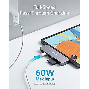 Anker USB C Hub for iPad Pro, PowerExpand Direct 6-in-1 Adapter, with 60W Power Delivery, 4K HDMI, Audio, USB 3.0, SD and microSD Card Reader (Not Compatible with iPad Pro and iPad Mini 2021)
