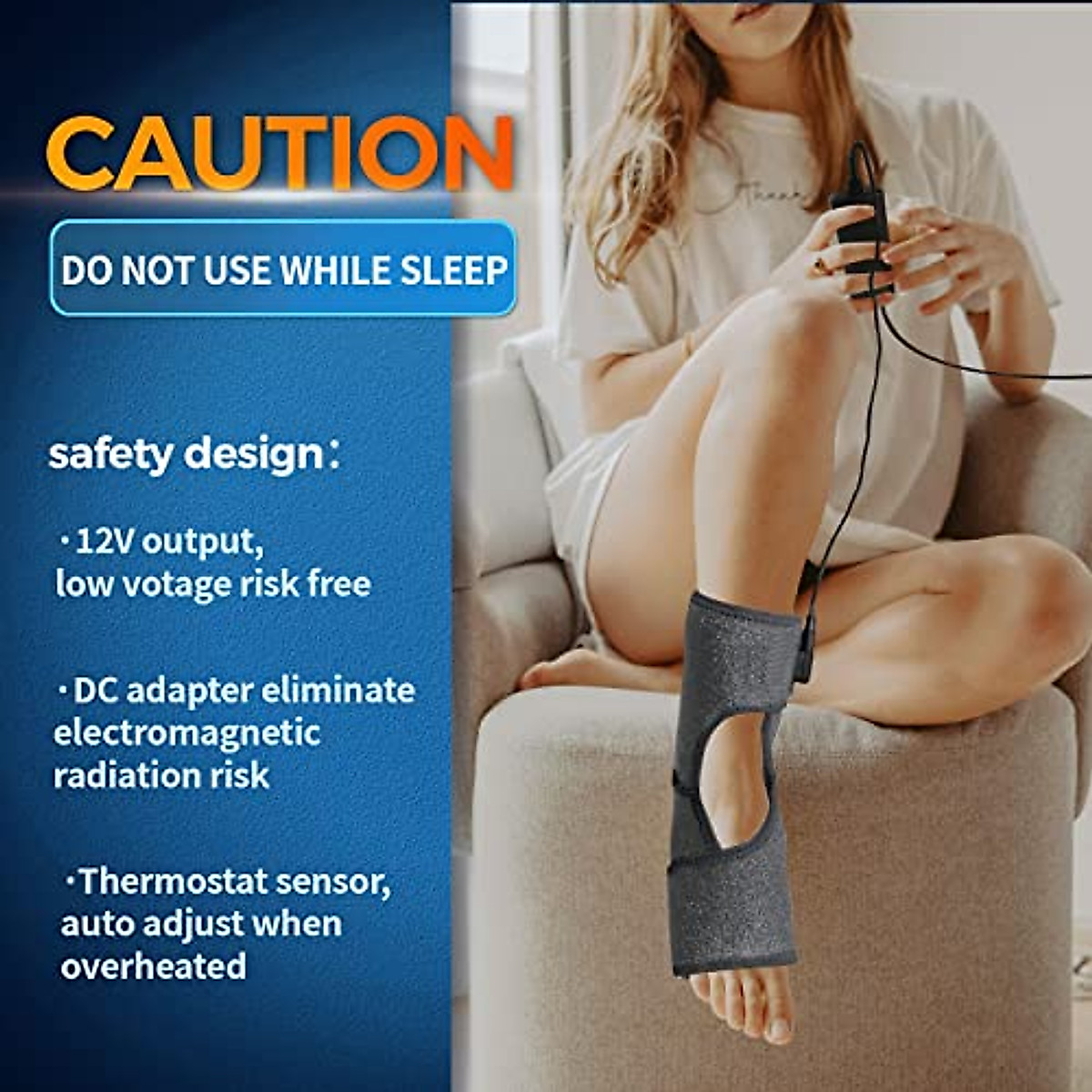 sticro Ankle Heating Pad for Achilles Tendonitis and Plantar Fasciitis Relief, Heated Ankle Brace Foot Heating Pad Wrap with Massage Ball for Sprained Ankle, Arthritis Foot Heel Pain Relief (Gray)