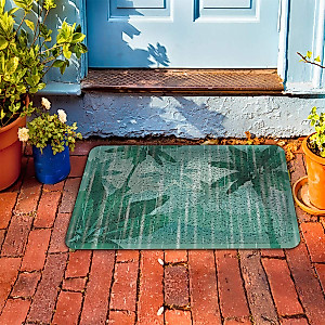 Door mat Welcome Outdoor Door Mat Summer Green Banana Leaves Foliage,Non-Slip Doormat Heavy Duty Patio Rug Pad Rain Tropical Leaf Plant,Dirt Mud Trapper for Entryway Kitchen Living Room 18x30In