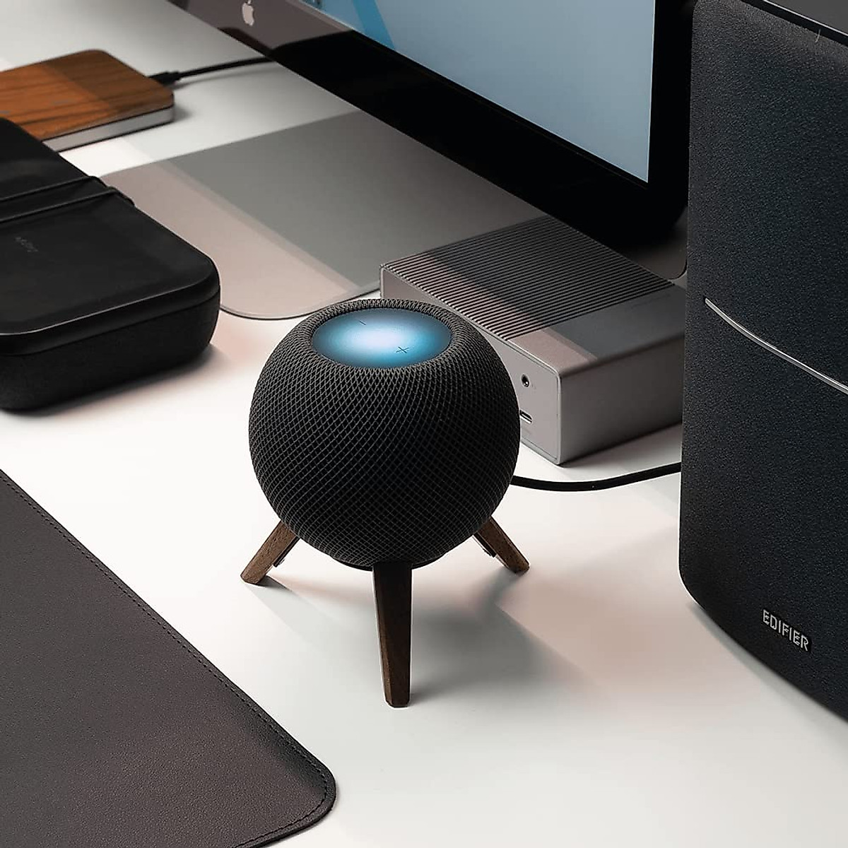 balolo Real Wood Tripod for HomePod Mini (Black Walnut)
