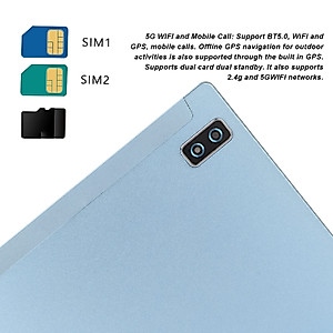 Zyyini Tablet, 10.1in IPS HD Display, 4G Calling Tablet, 5G WiFi, Tablet PC, 1080x1920, 16:9, 8GB RAM 256GB ROM, BT 5.0, 8MP 20MP, Octa Core, 8800mAh, for Android10, Blue, US Plug (Zyyinimerv28hadz)