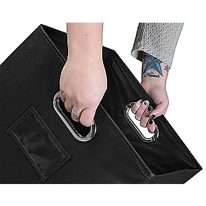 Niche Cubo Set of 12 Foldable Fabric Storage Bin with Label Holder- Black