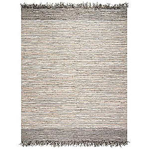 SAFAVIEH Vintage Leather Collection Area Rug - 6' x 9', Grey & Multi, Handmade Boho Fringe Leather, Ideal for High Traffic Areas in Living Room, Bedroom (VTL373A)