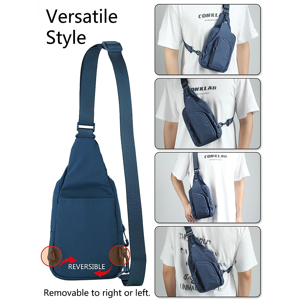 Niumike Small Sling Bag Crossbody Chest Bags Daily Backpack with Adjustable Straps for Women Men Casual Outdoor Traveling Hiking, Blue