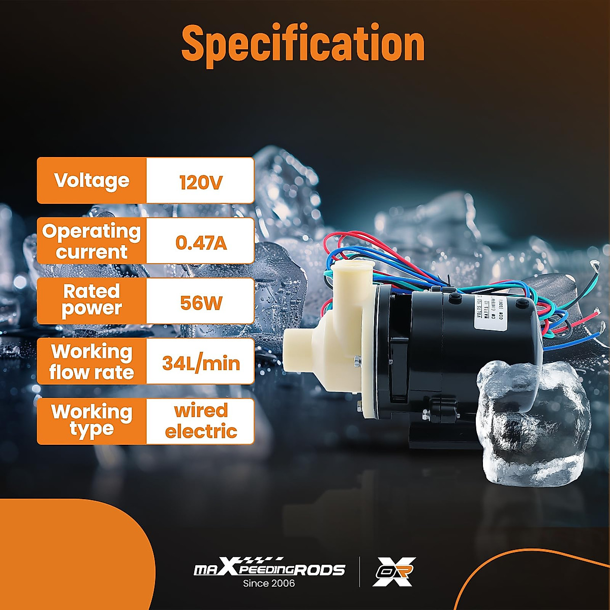 maXpeedingrods Pump Motor Assembly for Hoshizaki PA0613 Ice Maker Machine Water Pump with Capacitor, 12V 60Hz 10W for Hoshizaki KM-515MAH KM-320MAH KM-500MAE