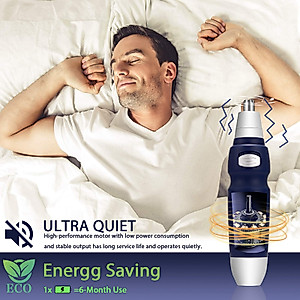 WanHigl Ear and Nose Hair Trimmer for Men with Drawstring Pocket, Portable Nose Trimmer for Men, Stainless Steel Blade, Safe and Painless, Battery Operated, Energy Saving and Silent, IPX7 Waterproof