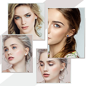 LOYALLOOK 8Pairs Round Clip Earrings for Women Faux Pearl Cubic Zirconia Non Piercing Clip On Earrings Fashion Mixed Color Non Pierced Earrings Set