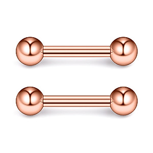 Ruifan Mix Color 316L Stainless Steel Nipple PA Tongue Shield Barbell Ring Bar Body Piercing Retainer 12G 12mm 12PCS