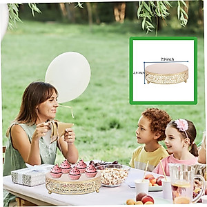 Denmer Cake Stand, Gold Metal Dessert Display, Small 8inch Treat Riser, Pedestal Champagne Round Cupcake Platter Tray for Afternoon Tea, Party, Wedding