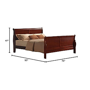Knocbel California King Size Bed Frame, Wood Platform Bed with Slats Support, Traditional Sleigh Bed with Headboard and Footboard, Box Spring Required, 93" Lx74 Wx47 H, Cherry California King Bed