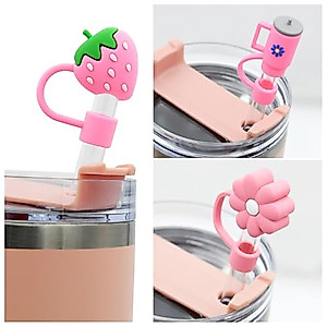 Straw Cover Cap for Stanley Cup,Straw Topper Compatible for 30 and 40 Oz Tumbler with Handle,10 mm 0.4 in Reusable Straw Tips Lids,Straw Tip Covers for Party Decor