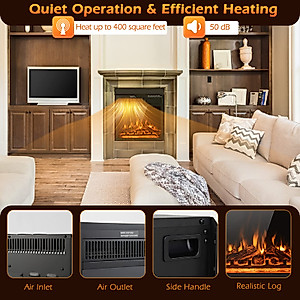 Tangkula 18 Inch Electric Fireplace, 5100 BTU Freestanding Electric Fireplace Heater with Remote Control, Adjustable Flame Brightness, Overheat Protection for Home, Hotel, ETL Certification