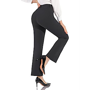 PMIYS Stretchy Dress Pants for Women Bootcut Yoga Pants Wide Leg Work Pant with Pockets XX-Large Black
