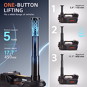 FEANISIFEI Electric Car Jack 5 Ton 12V Electric Jack with Built-in Inflatable Pump Electric Hydraulic Jack for SUV Car Tire Change Black