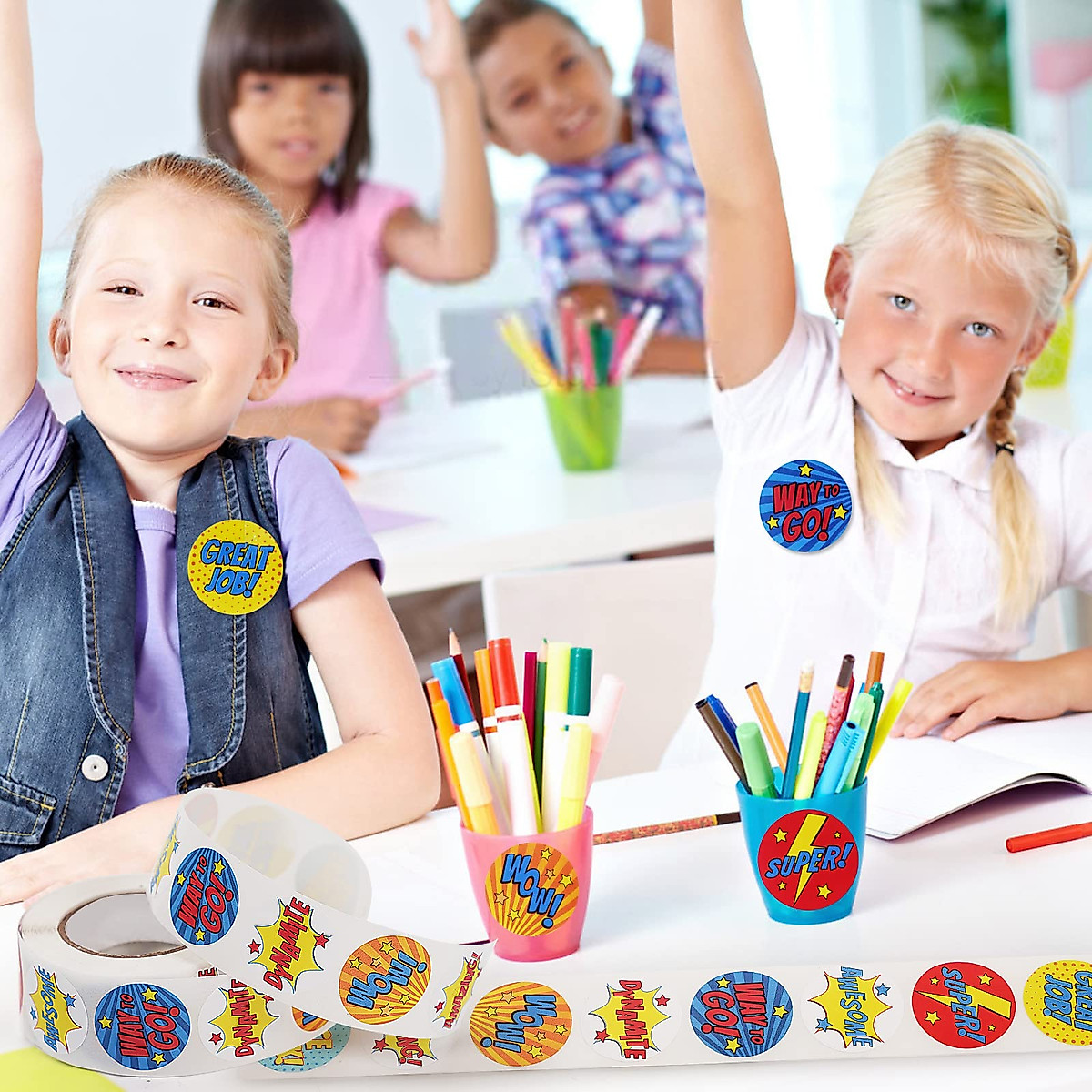 1000 Pieces Reward Stickers for Teachers,Fun Motivational Stickers Labels for Kids Students School Classroom in 16 Designs Styles (2 Rolls)