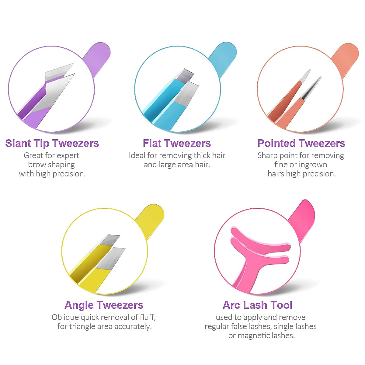 Eyebrow Tweezers Set,Precision Tweezers for Women Eyebrow Grooming Kit with Eyelash Applicator Tool Face Hair Removal Scissors 7pcs in PU Case