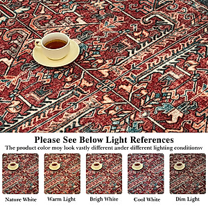 Valenrug Washable Rug 5x7 - Ultra-Thin Antique Collection Area Rug, Stain Resistant Rugs for Living Room Bedroom, Distressed Vintage Rug(Red, 5'x7')