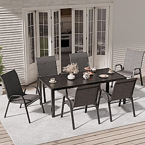 Redpick Patio Chairs Set of 6, Outdoor Dining Chairs Stackable for All Weather, Breathable Metal Modern Outside Furniture Chair for Pool Side, Garden, Backyard Deck, Dark Grey