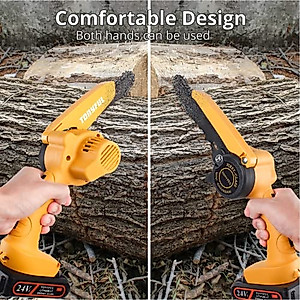 Mini Chainsaw, TONYFUL 6-Inch Cordless Chainsaw with 2 Battery and Replacement Chain, Professional Electric Chainsaw Portable Handheld Chainsaw Rechargeable Garden Saw for Pruning Trees Wood Cutting