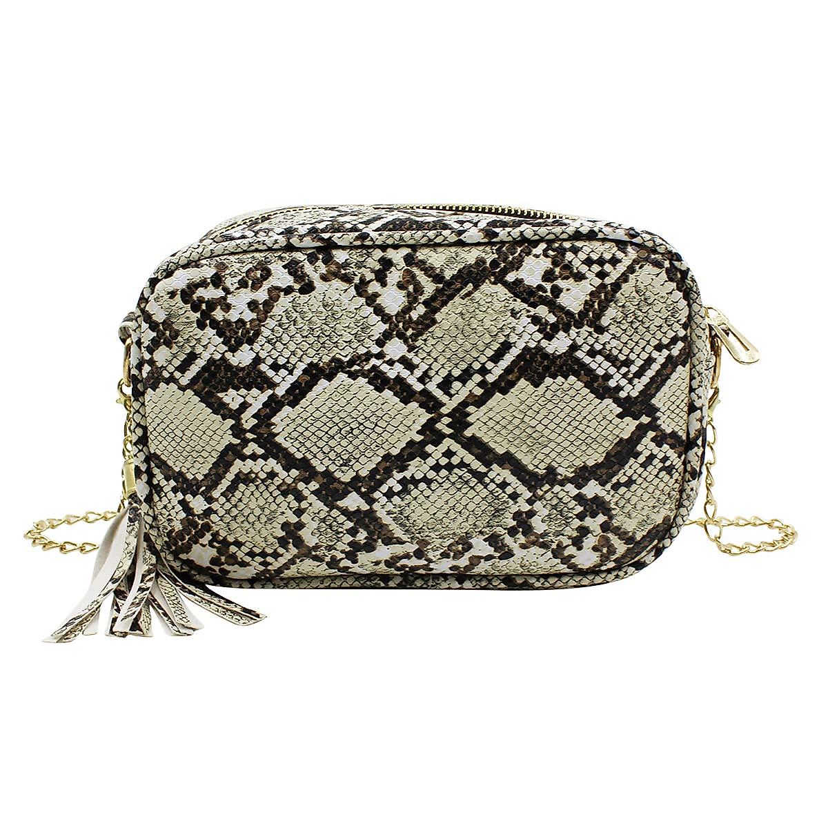 RARITYUS Women Girls Snakeskin Crossbody Purse Shoulder Bag with Fashion Cute Tassels Adjustable Strap for Women Teen Girls